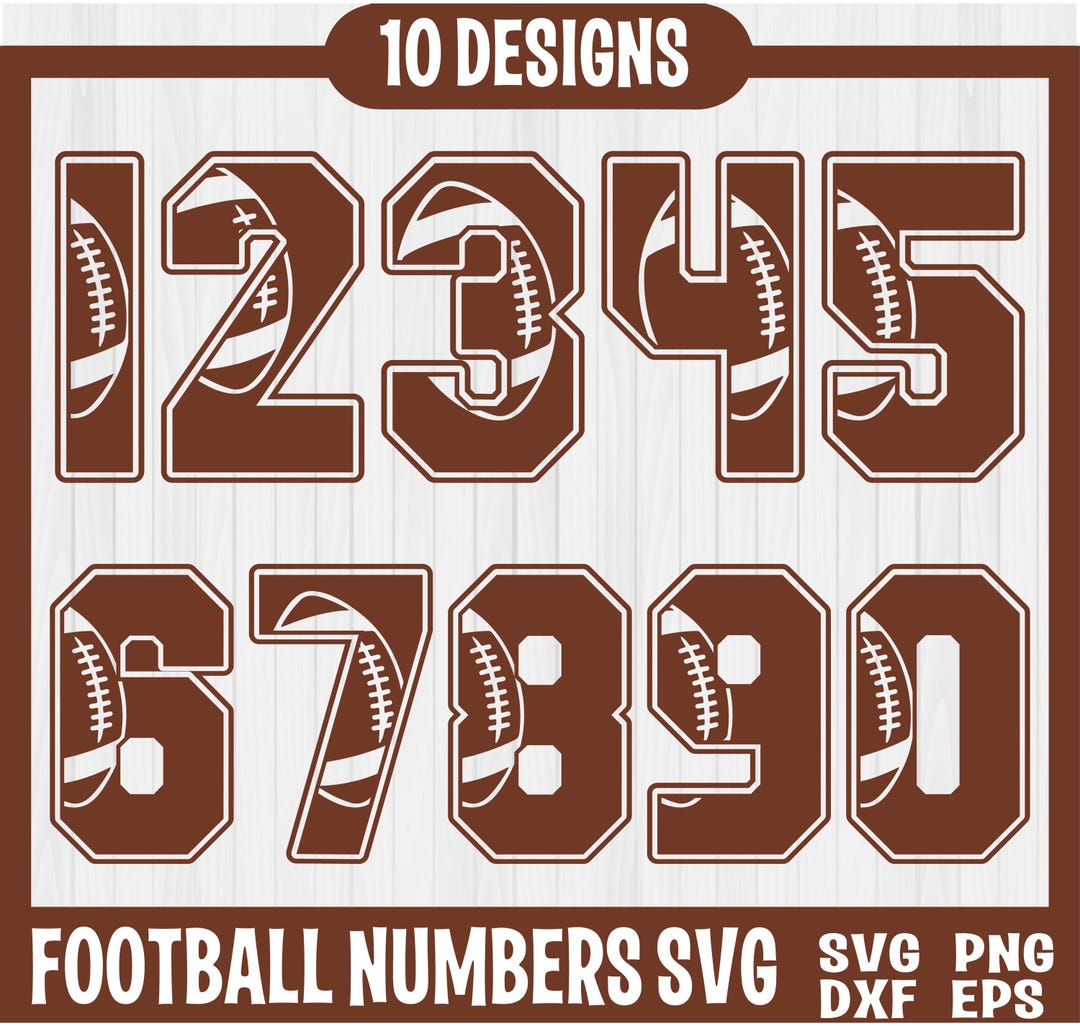 Football Numbers Svg Png, Football Font Svg, Sports Font SVG, Football ...