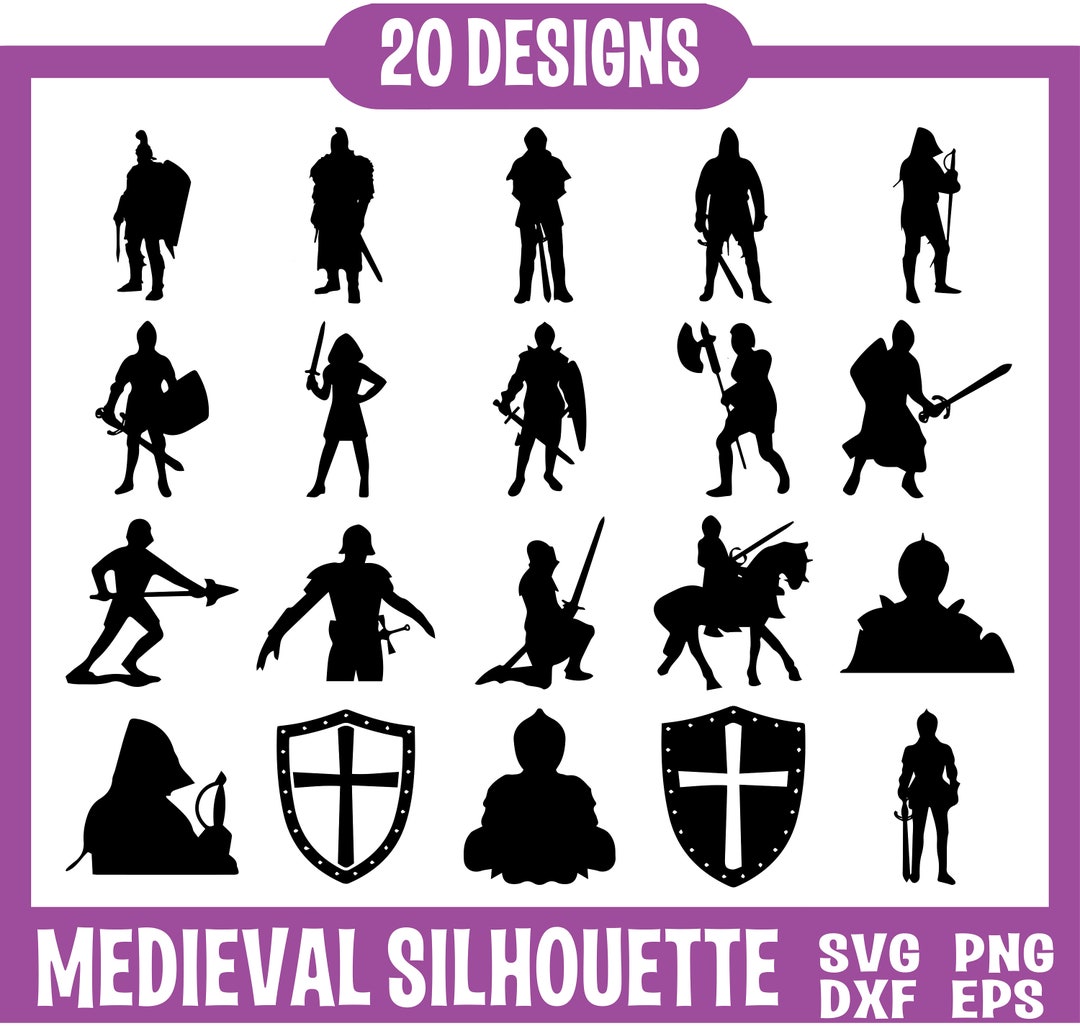 Medieval Silhouette Svg, Medieval Knight Lasercut, King and Queen SVG ...