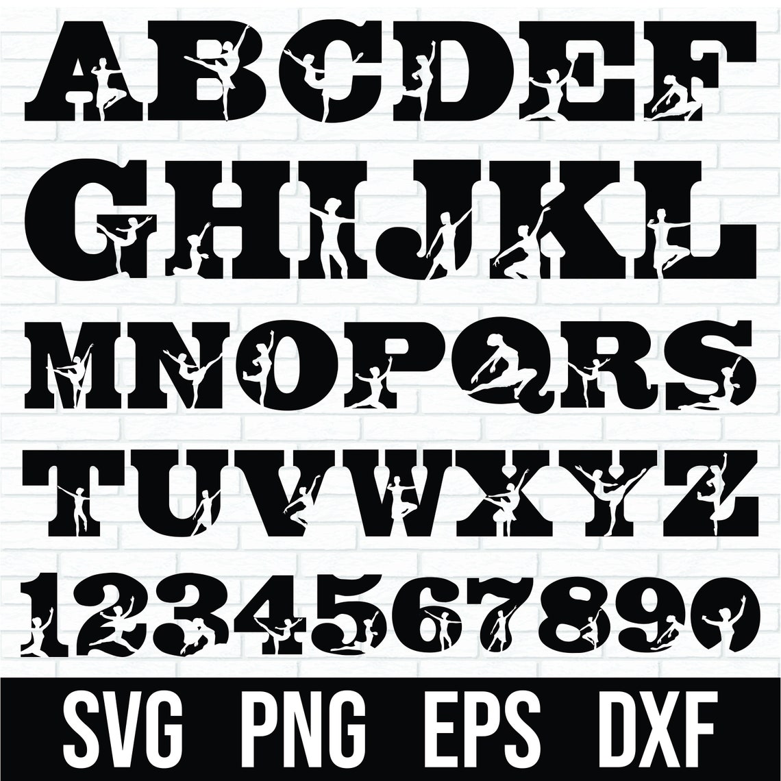 Dance Alphabet and Numbers Svg Bundle, Dancer Poses Alphabet, Dance ...