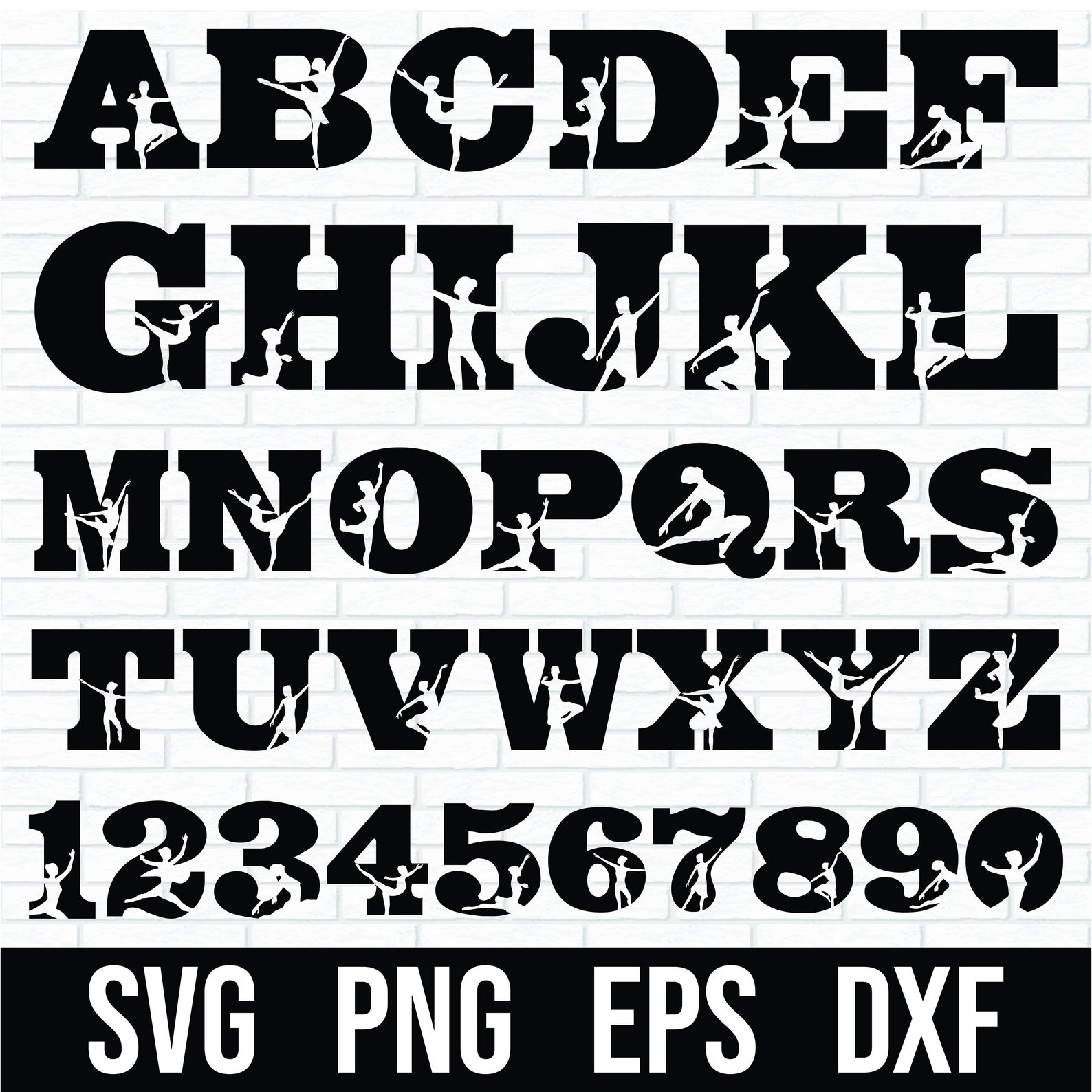 Dance Alphabet and Numbers Svg Bundle, Dancer Poses Alphabet, Dance ...