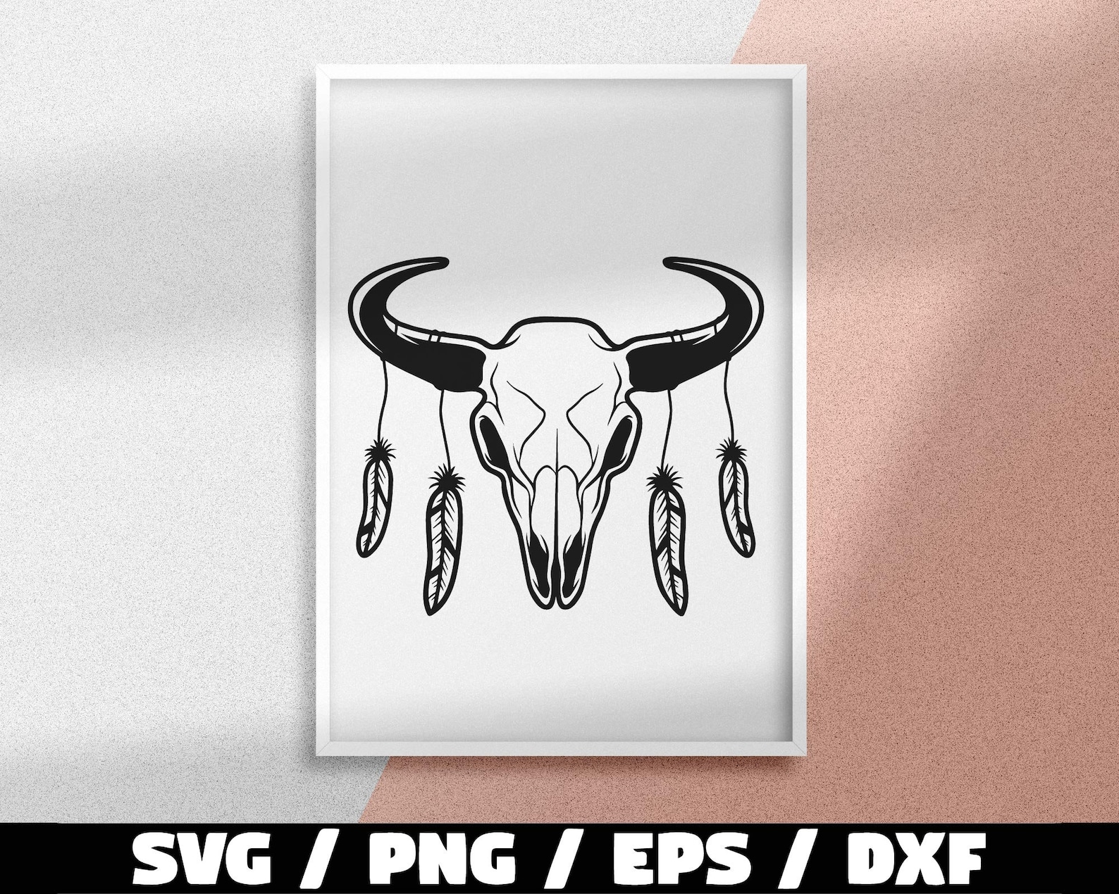 Cow Skull Svg Bundle, Cow Skull With Feathers SVG, Southwest Svg, Boho ...