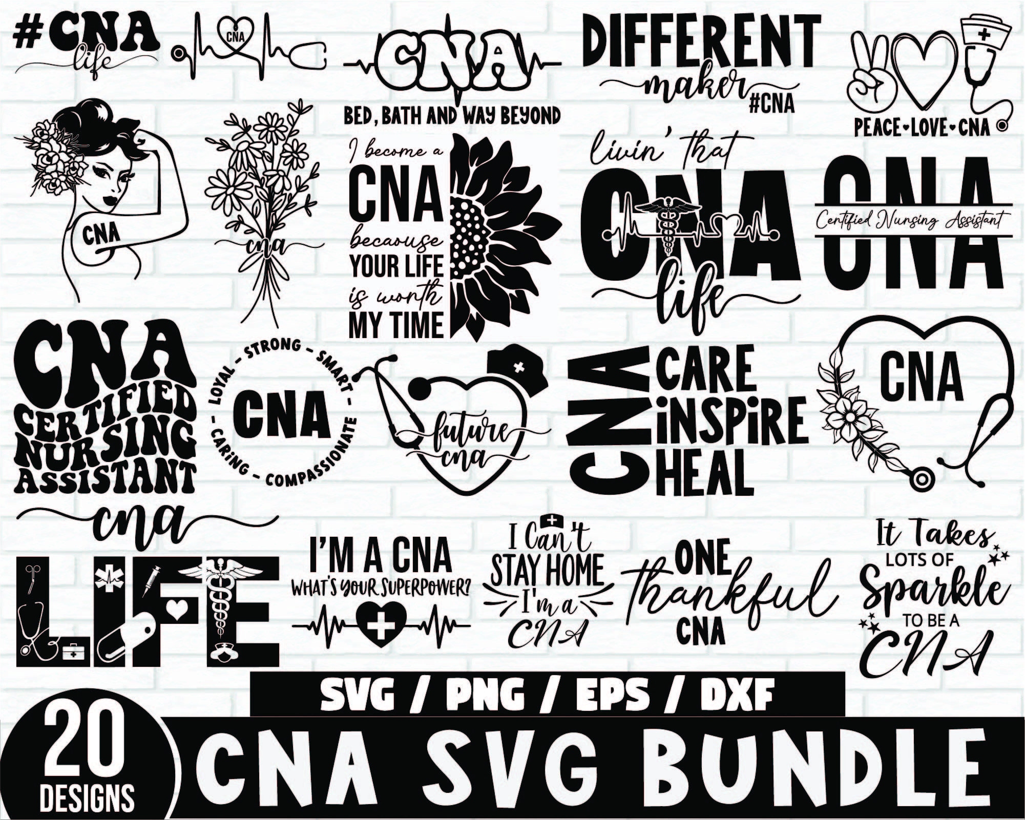 Cna Svg Bundle, Nurse Assistant Svg, CNA Life Svg, Cna Svg Stethoscope ...