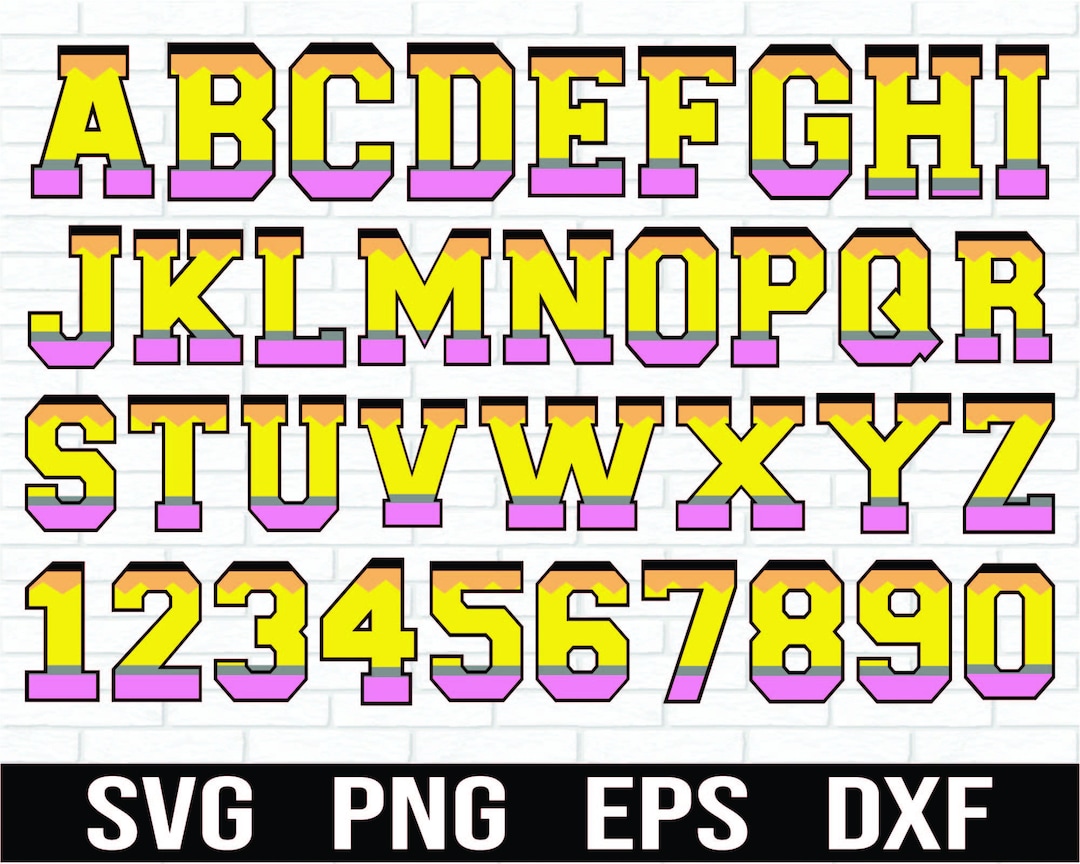 Pencil Letters and Numbers Svg Bundle, Pencil Doodle Letters Alphabet ...