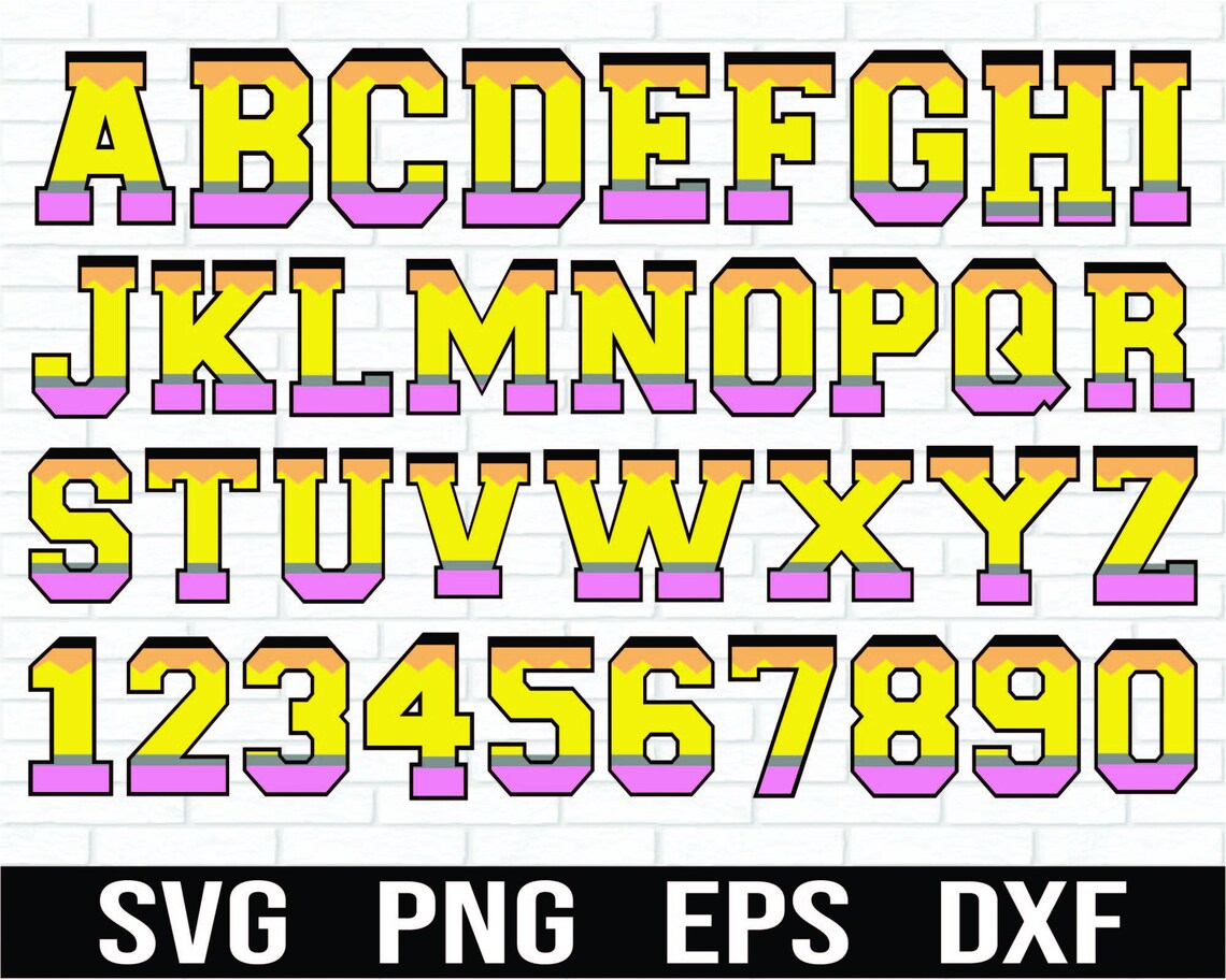 Pencil Letters and Numbers Svg Bundle, Pencil Doodle Letters Alphabet ...