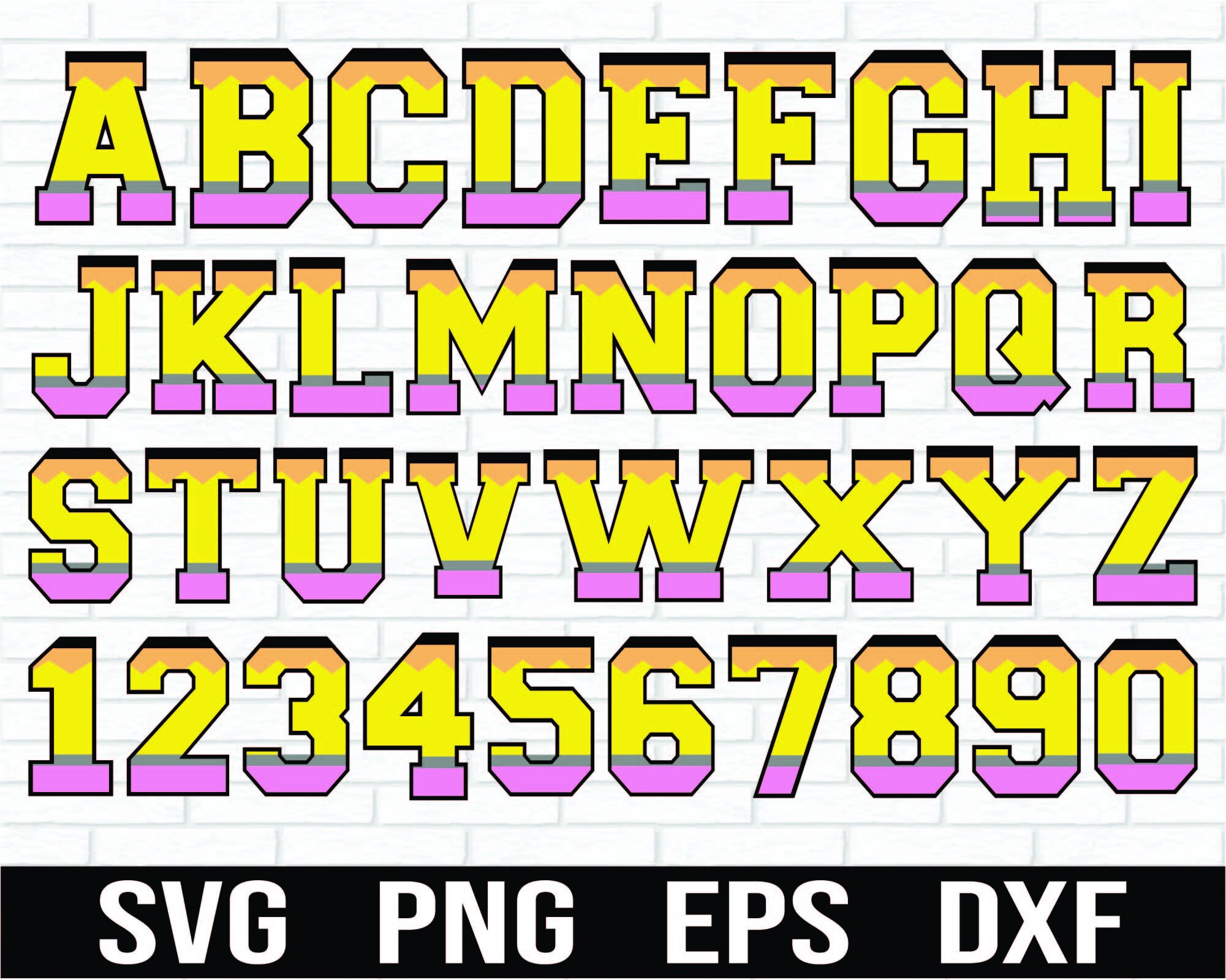 Pencil Letters and Numbers Svg Bundle, Pencil Doodle Letters Alphabet ...
