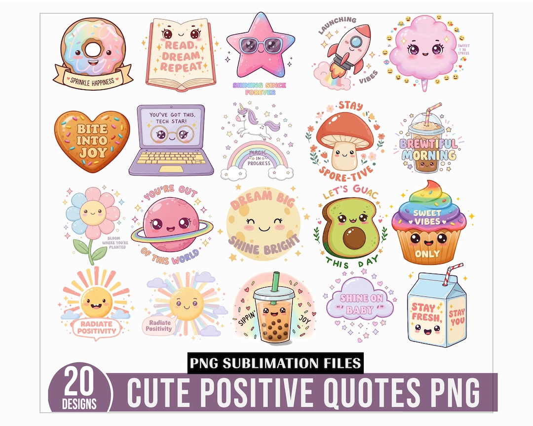Cute Positive Quotes Clipart, Cute Positive Stickers, Cute Positivity ...