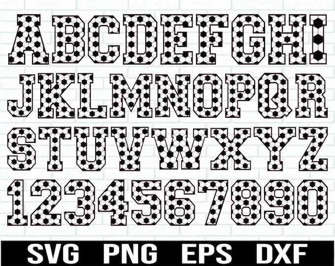 Soccer Numbers Svg, Soccer Font Alphabet, Football Font, Sports Font ...