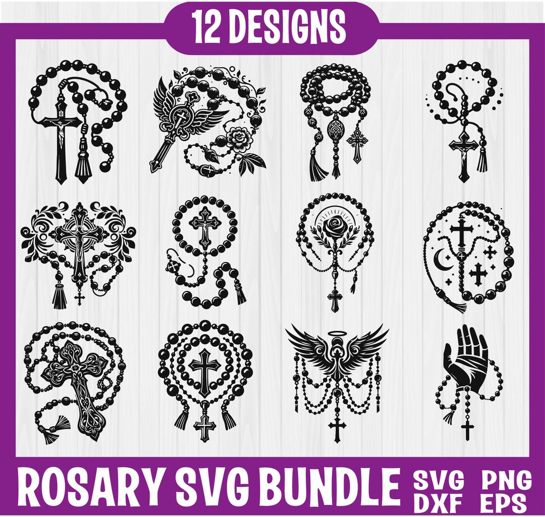 Rosary SVG Bundle, Rosary Dxf, Rosary Png, Rosary Vector, Rosary ...