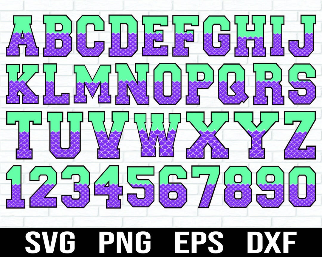 Mermaid Letters & Numbers Svg Bundle, Mermaid Alphabet SVG. Scale ...