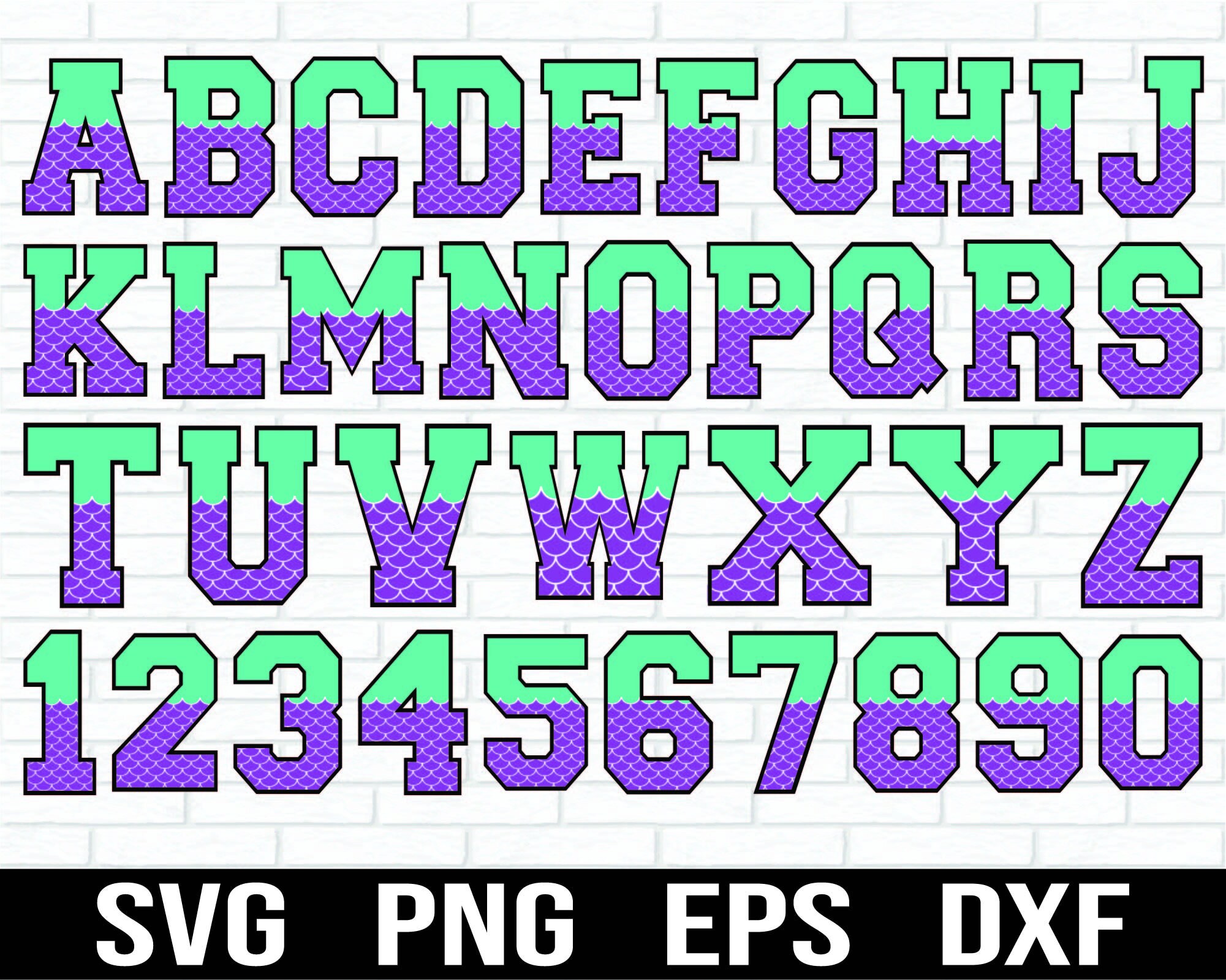 Mermaid Letters & Numbers Svg Bundle, Mermaid Alphabet SVG. Scale ...
