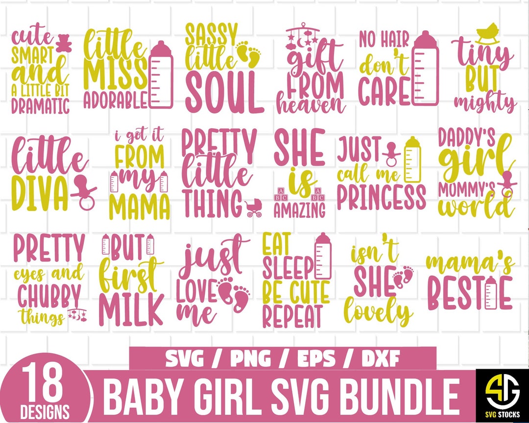 Baby Girl SVG Bundle, Little Girl SVG, Newborn Svg, Girl Mom Svg ...