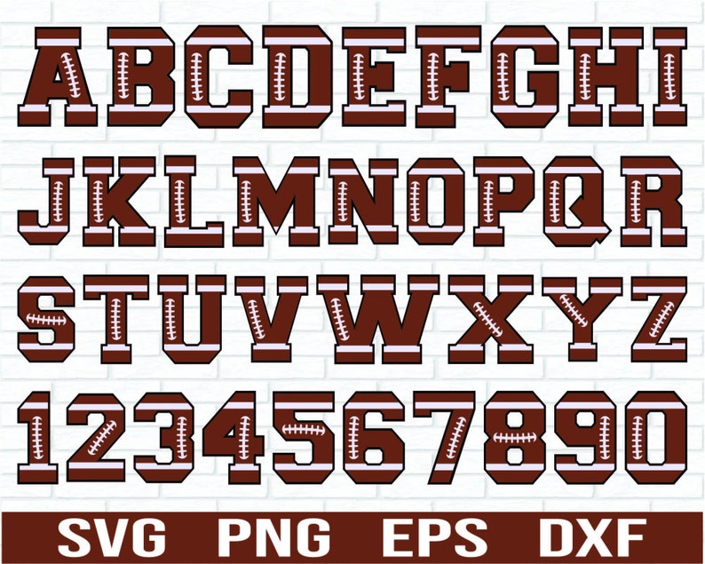 Football Alphabet and Numbers SVG Bundle, Football SVG, Varsity Font ...