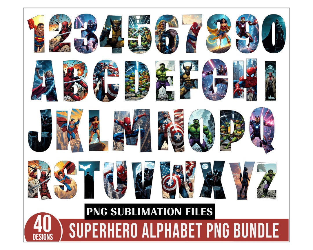 Superhero Characters Alphabets Bundle, Superhero Letters Png, Superhero ...