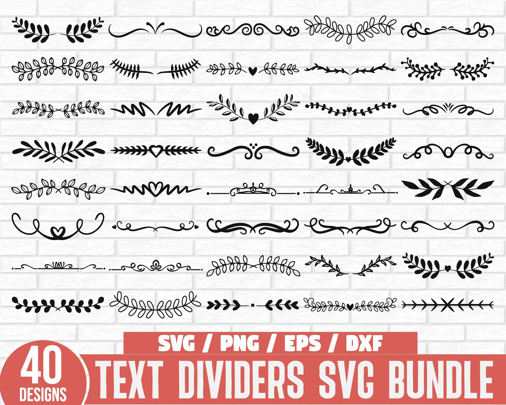 Text Dividers SVG Bundle, Decorative Elements Svg Dividers Svg, Swirls ...