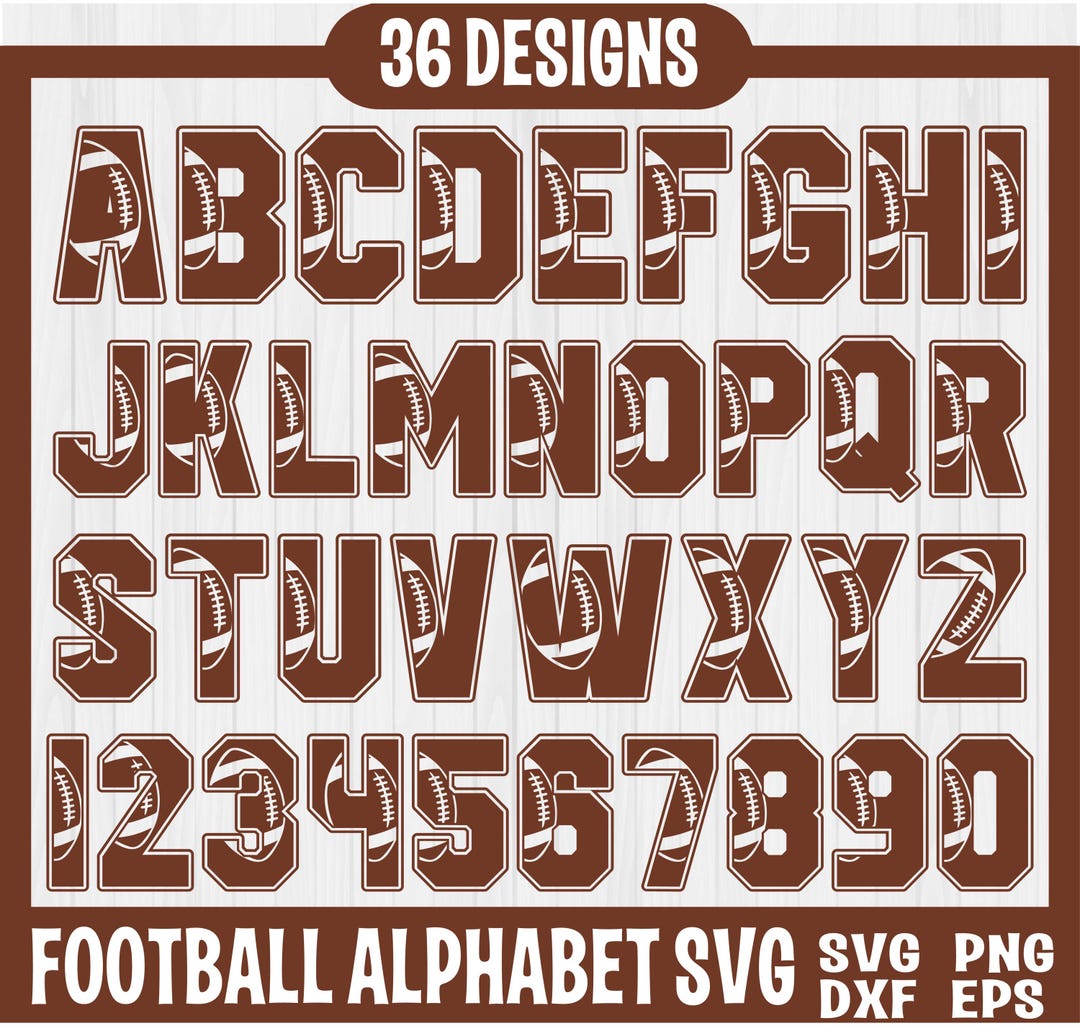 Football Alphabet and Numbers SVG Bundle, Football SVG, Varsity Font ...