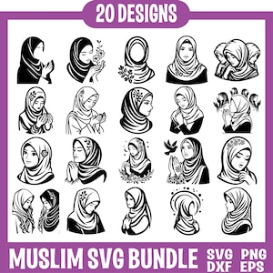 Muslim Svg Bundle, Hijab SVG Bundle, Svg Files for Cricut, Hijab PNG ...