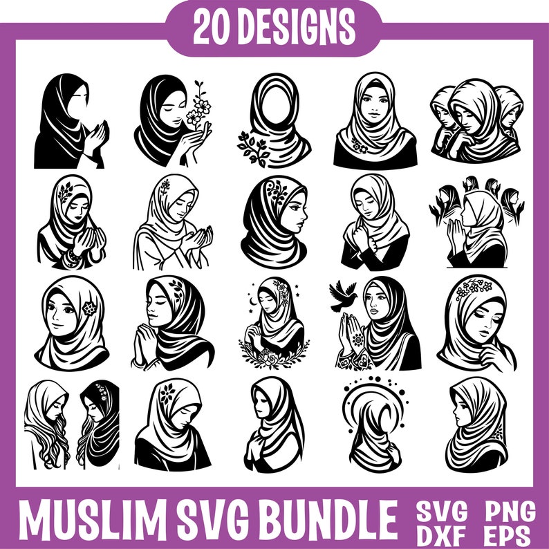 Muslim Svg Bundle, Hijab SVG Bundle, Svg Files for Cricut, Hijab PNG ...