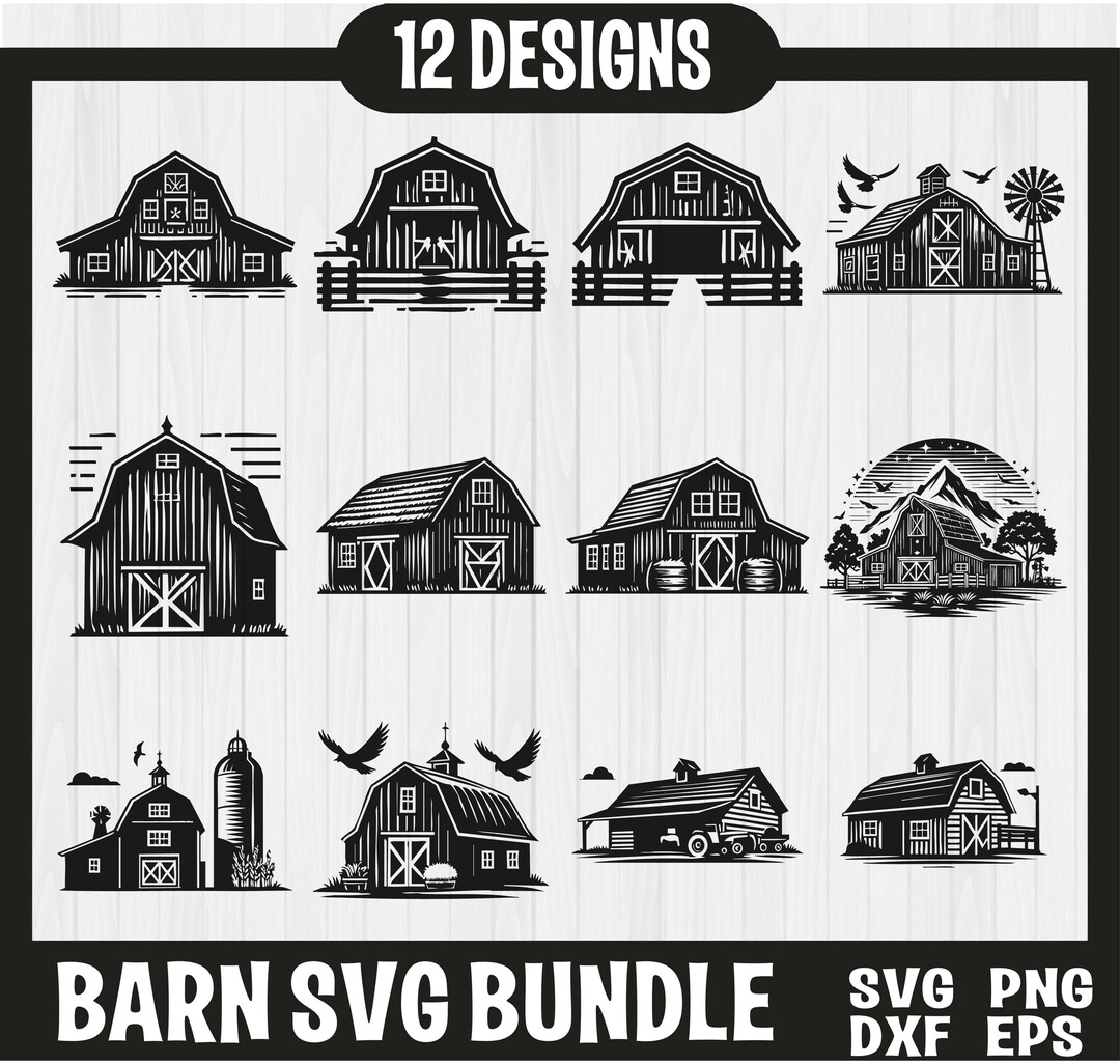 Barn SVG, Barn Cut Files, Barn Silhouette, Barn Clipart, Rustic Barn ...