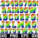 Rainbow Alphabet and Numbers Svg Bundle, Rainbow Font SVG, Rainbow ...