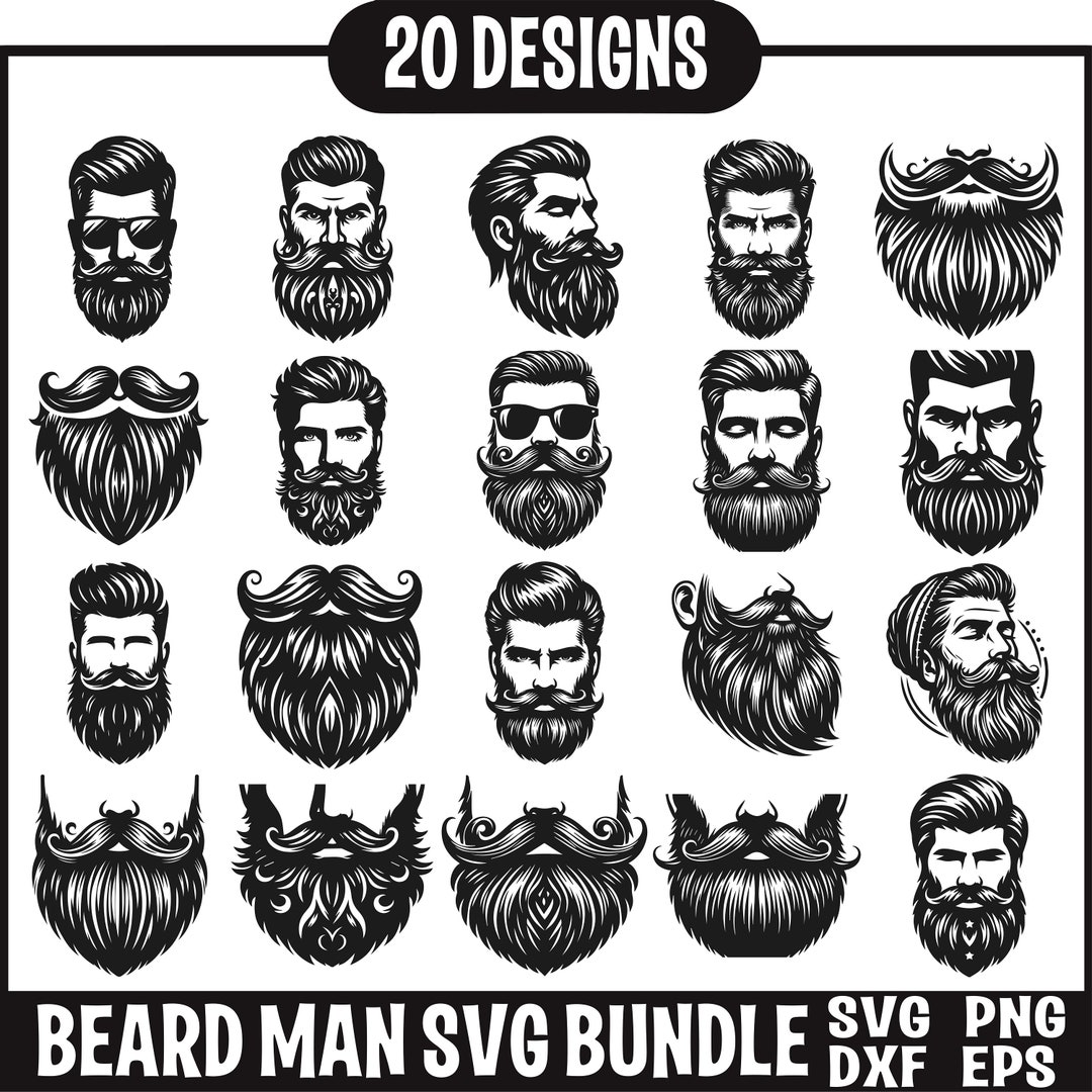 Beard Man SVG Bundle, Beard Man SVG, Beards Svg, Beard Svg, Beard ...