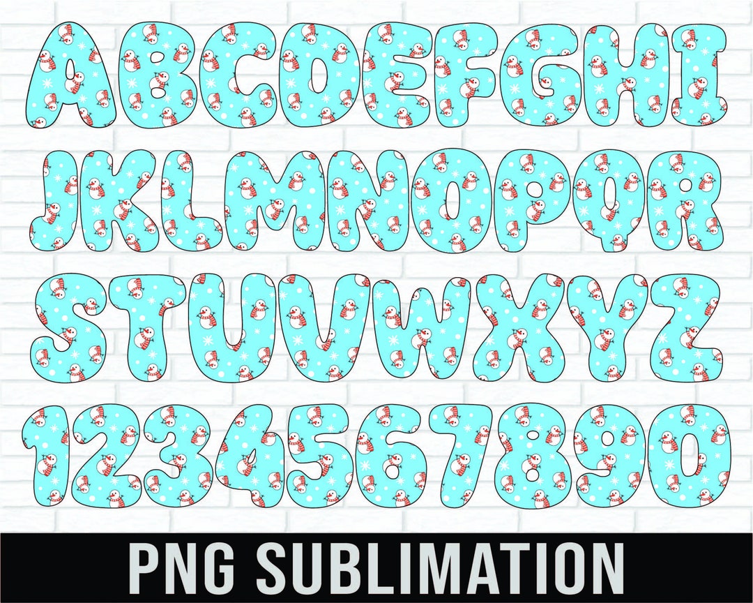 Christmas Snowman Alphabet Png Files Bundle, Christmas Doodle Letters ...