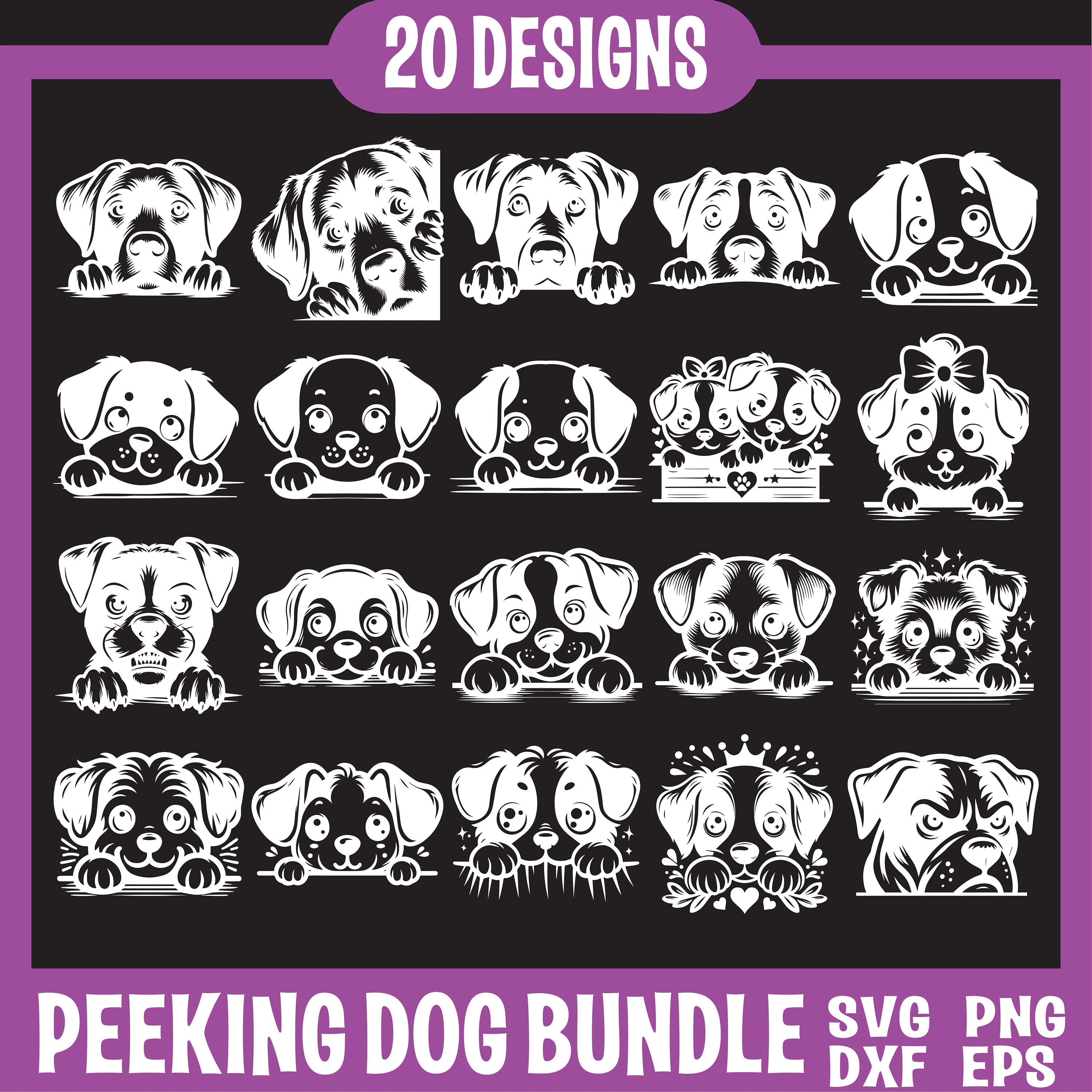 Peeking Dogs Svg Bundle, PEEKING DOG SVG, Peeking Dog Clipart, Peeking ...