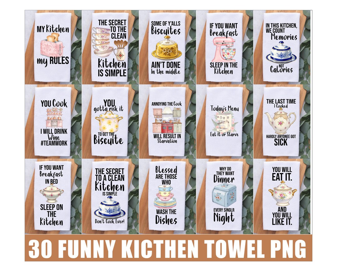 30 Funny Kitchen Towel Png Bundle, Kitchen Towel Sublimation, Pot ...