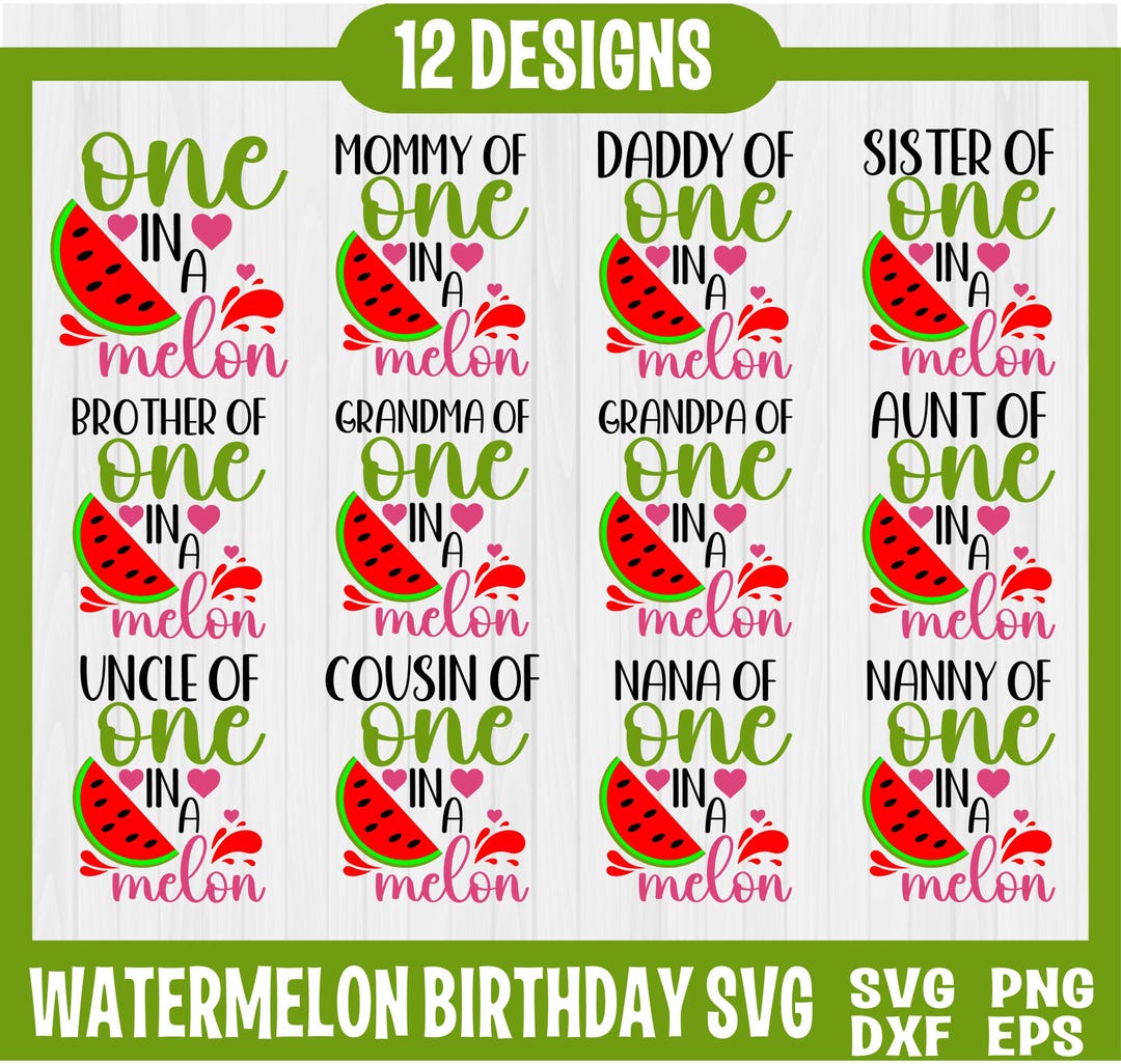 One in a Melon SVG Bundle, Watermelon Svg, Birthday Party Shirt Svg ...