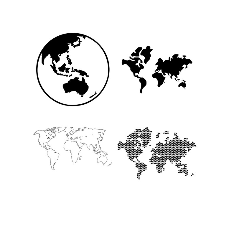 World Map Svg Bundle, World Map Silhouette, World Map Vector, World Map ...