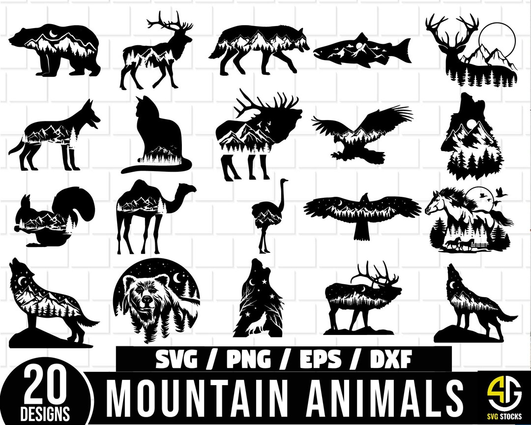 Mountain Animals Svg Bundle, Bear Svg, Moose Svg, Wolf Svg, Deer Svg ...