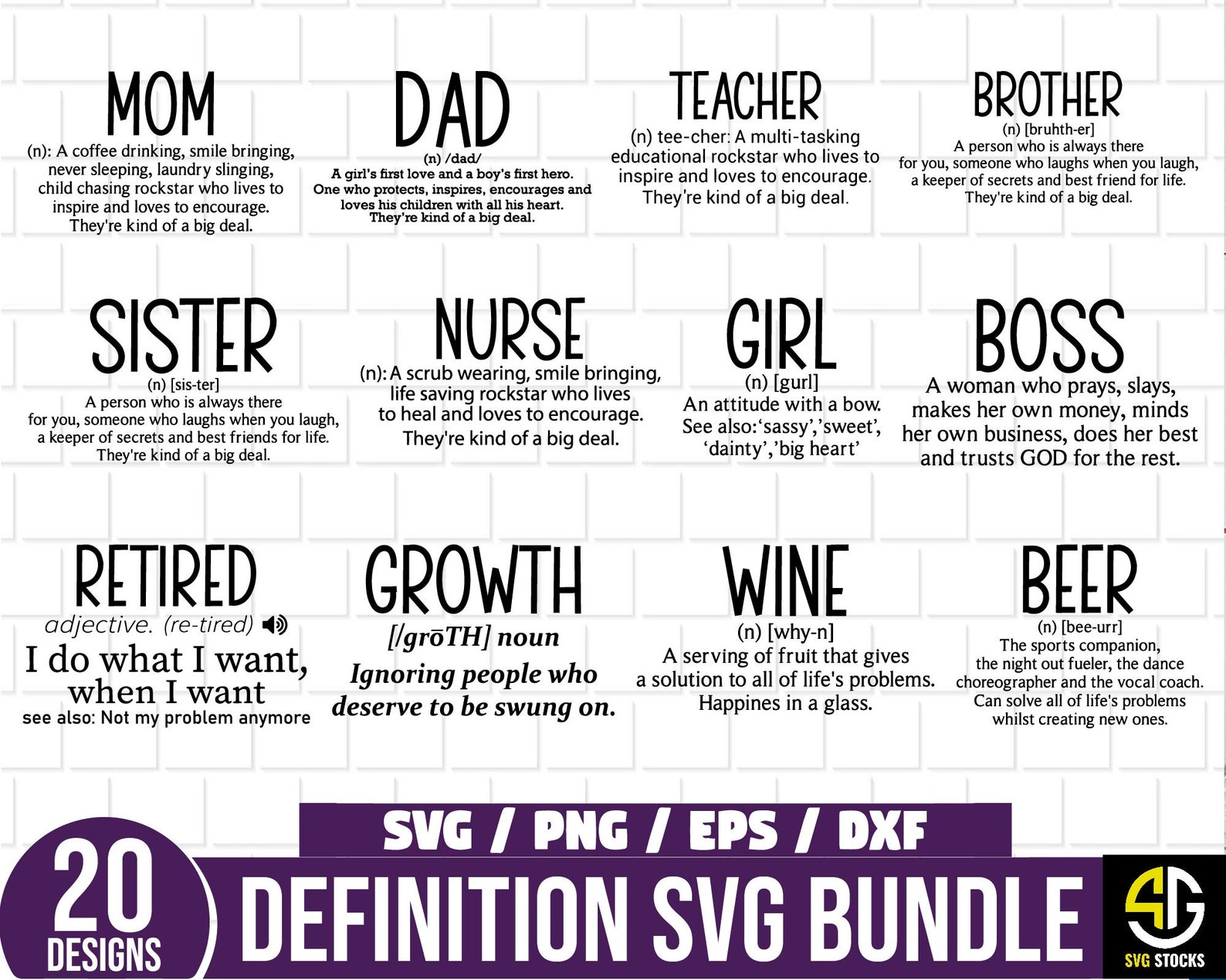 Definition SVG Bundle, Funny Definition SVG, Mom Definition, Dad ...
