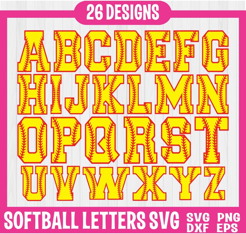 SOFTBALL ALPHABET SVG Files, Softball Alphabet Clipart, Softball ...