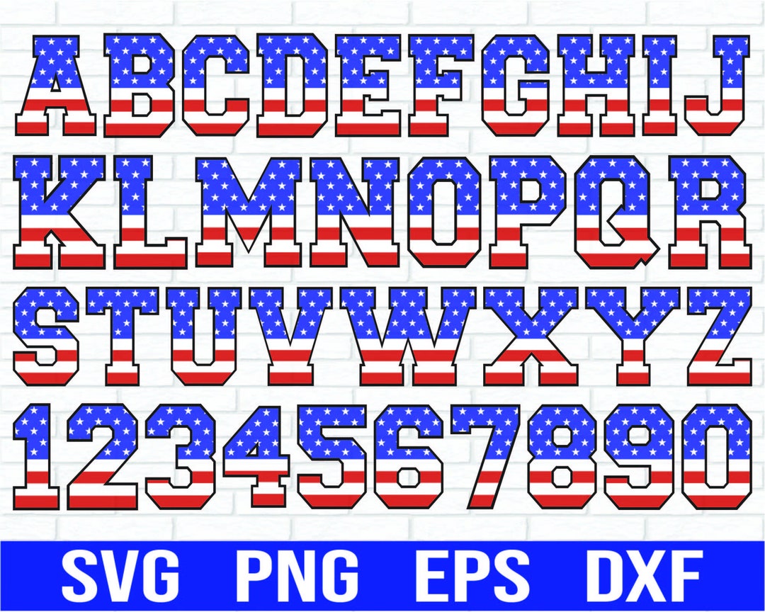 USA Flag Letters and Numbers Svg, America Alphabet, American Font ...
