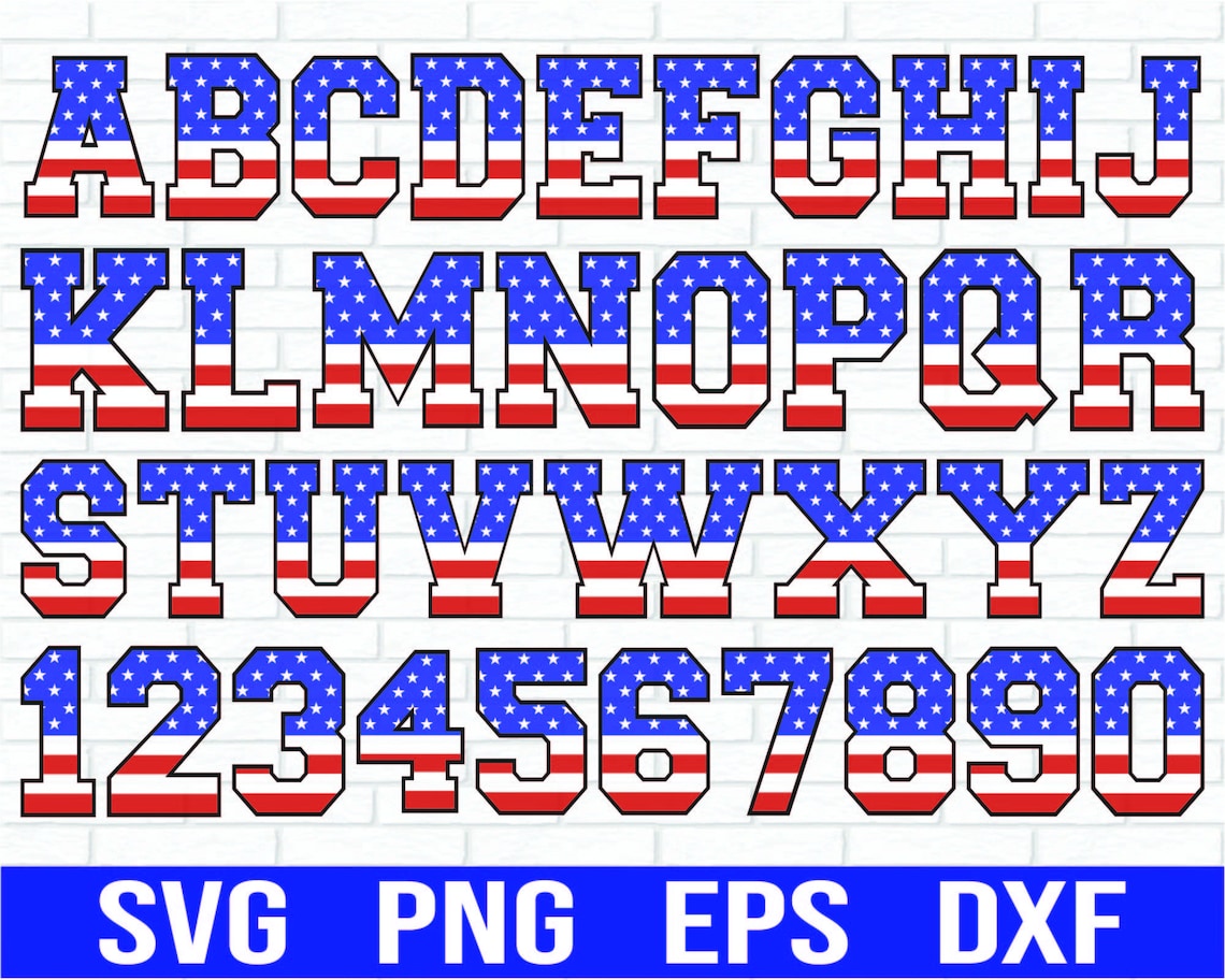 USA Flag Letters and Numbers Svg, America Alphabet, American Font ...