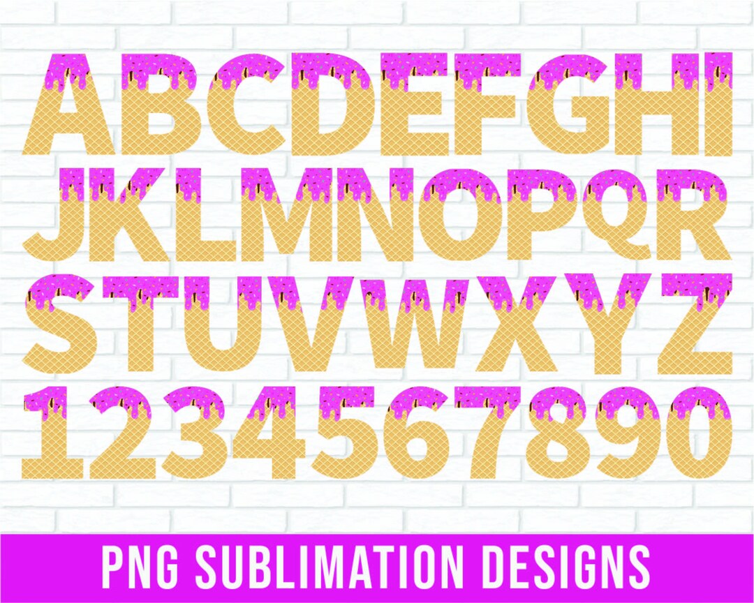 Ice Cream Alphabet and Numbers PNG Bundle, Alphabet Doodle, Sublimation ...