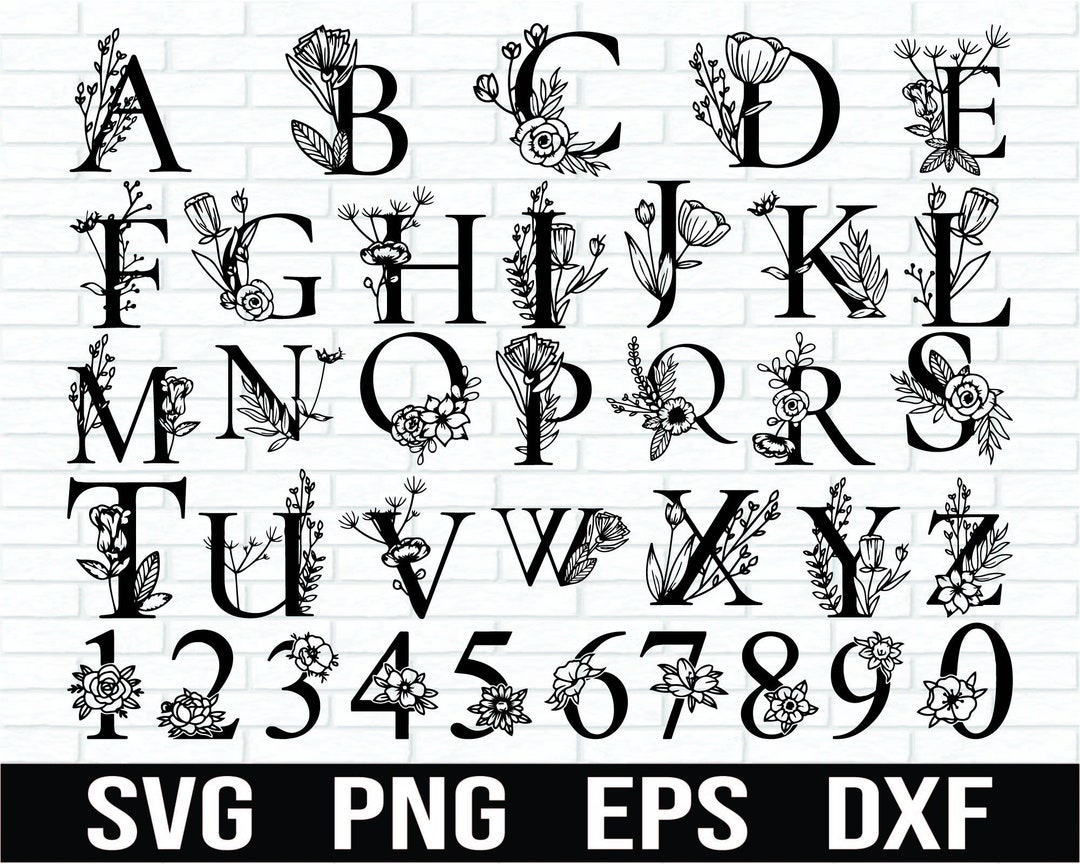 Floral Alphabet Svg Monogram Letter A Z Floral Numbers Svg Floral