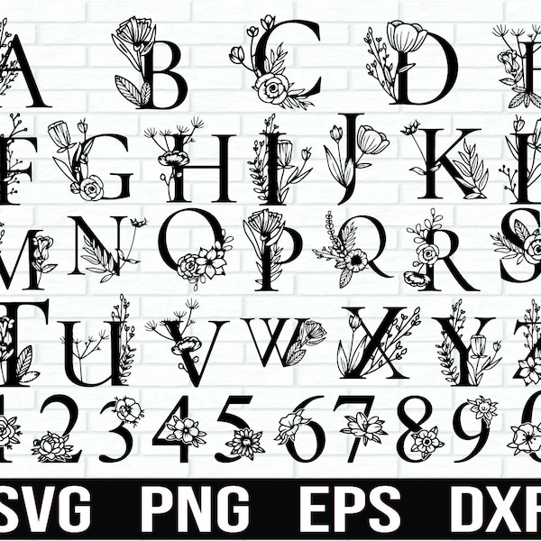Floral Alphabet Svg - Etsy