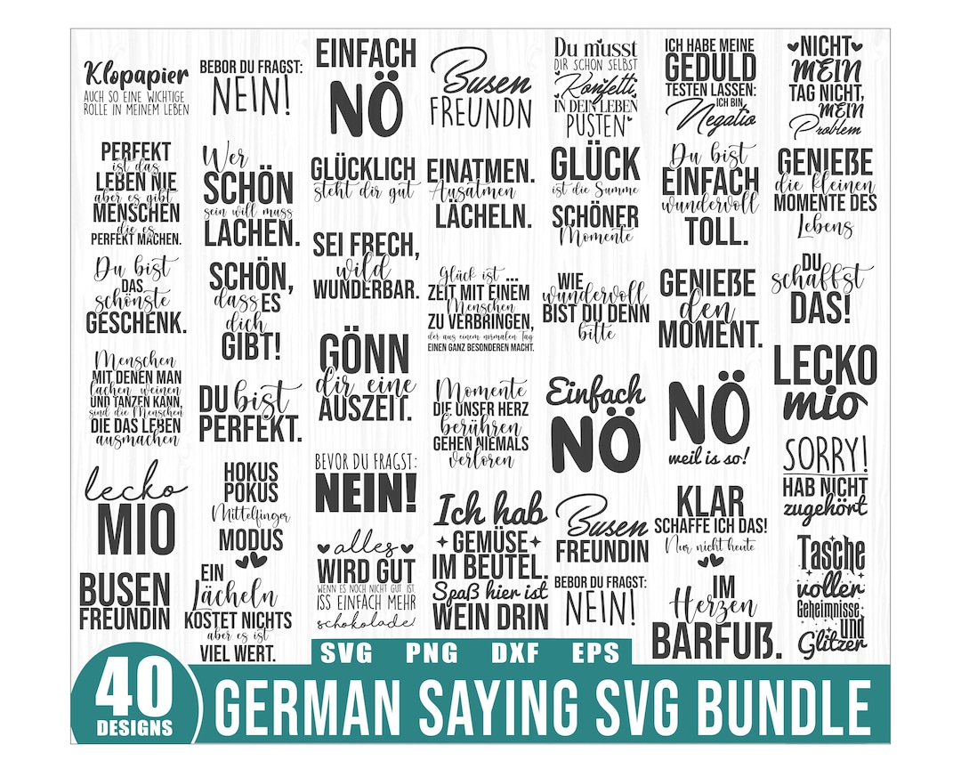 40 German Sayings Plotter Svg Bundle, Funny Sayings Svg, Bag Sayings ...