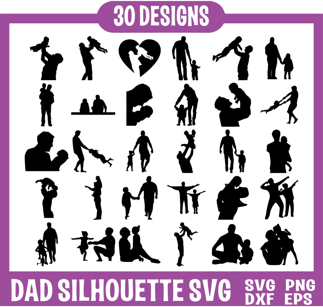 Dad Silhouette Svg Bundle, Father's Day Svg Bundle, Papa Silhouette ...