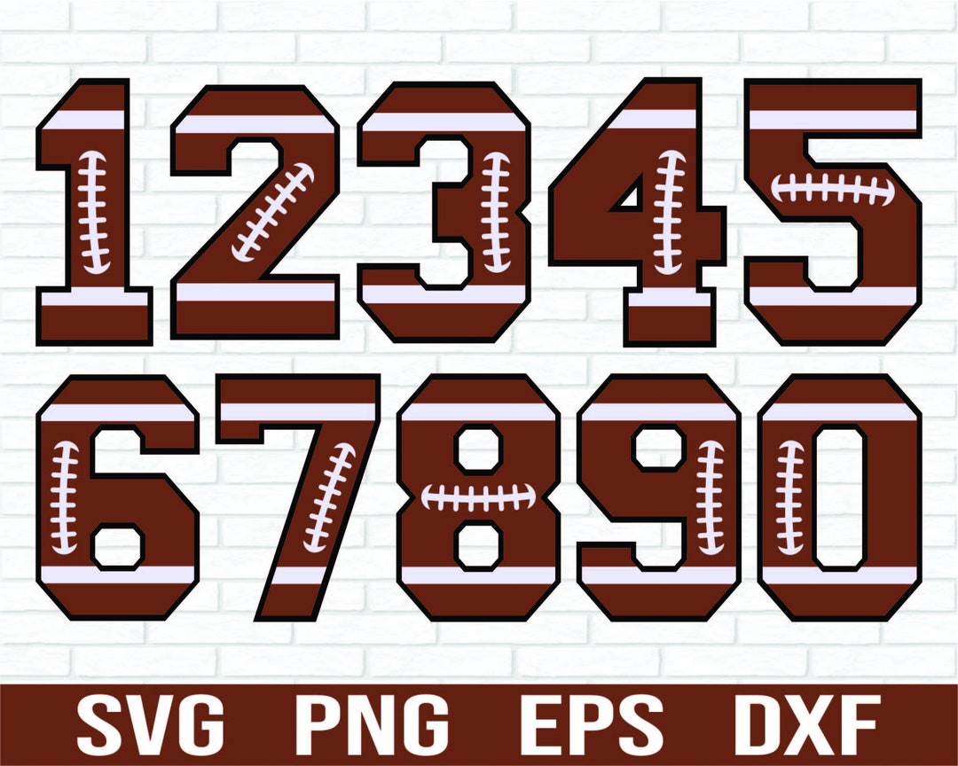 Football Numbers Svg Png, Football Font Svg, Sports Font SVG, Football ...