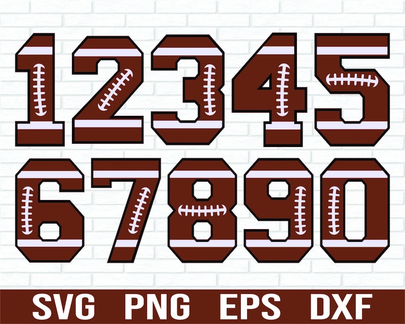 Football Numbers Svg Png, Football Font Svg, Sports Font SVG, Football ...