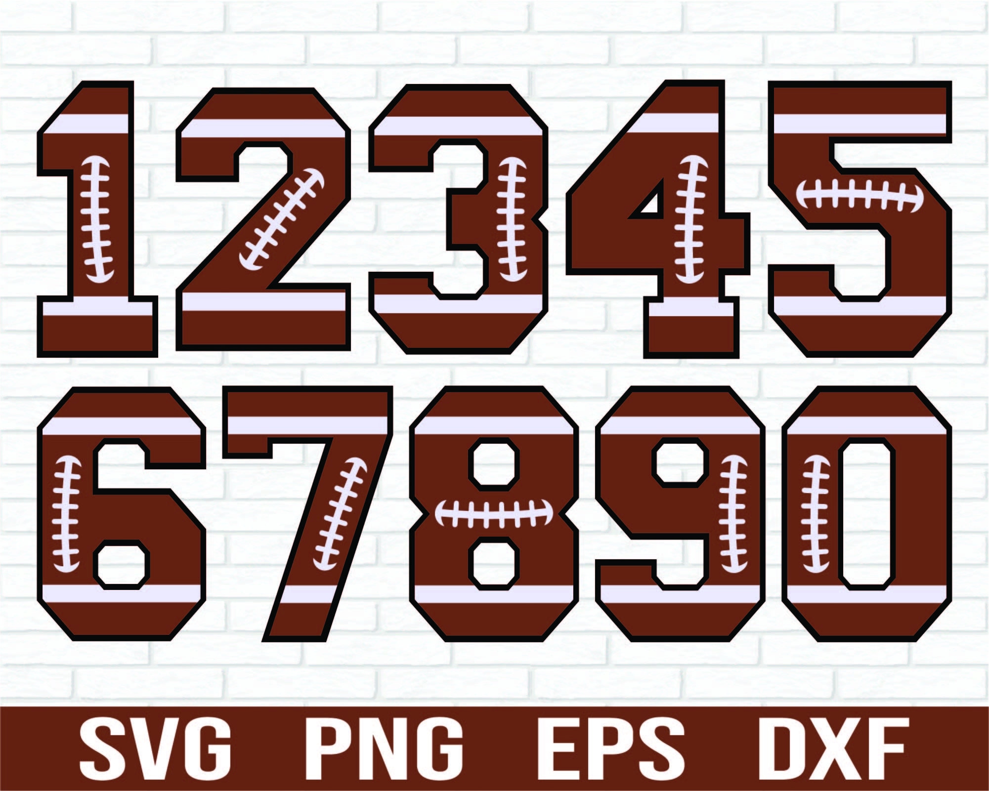Football Numbers Svg Png, Football Font Svg, Sports Font SVG, Football ...