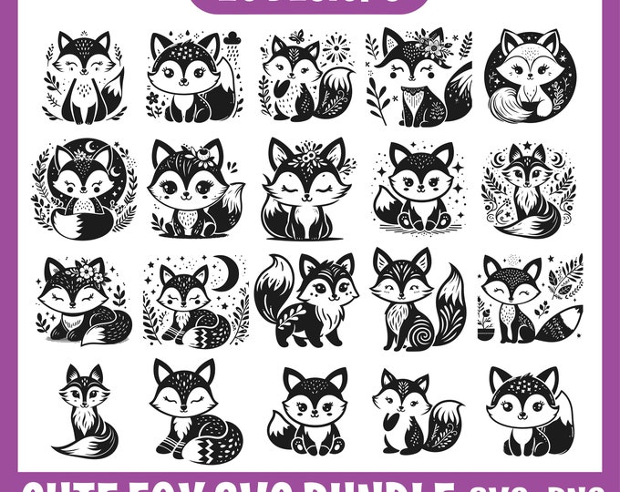 Baby Fox Svg Bundle, Cute Fox Svg Bundle, Cute Baby Fox, Cute Fox Svg ...