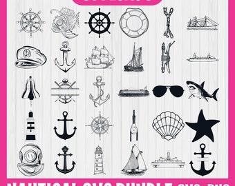 Nautical Svg Bundle, Nautical Cut Files for Cricut, Captain Hat Svg ...