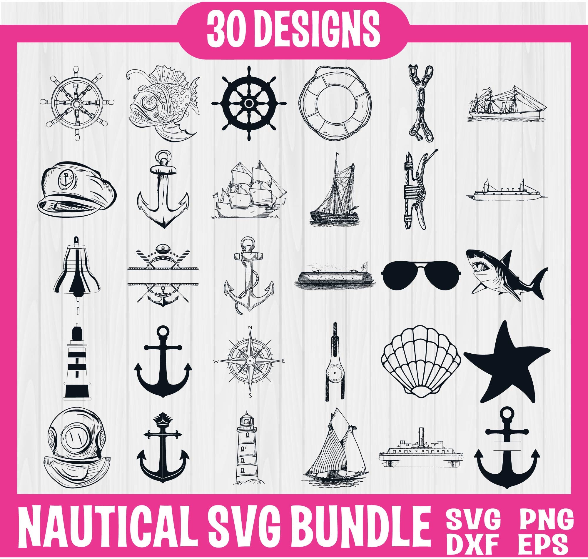 Nautical Svg Bundle, Nautical Cut Files for Cricut, Captain Hat Svg ...