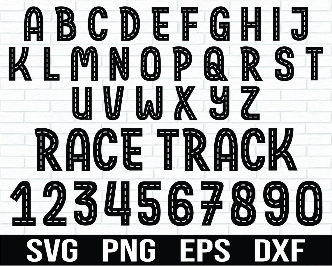 Race Track Alphabet and Numbers SVG, Road Bundle, Car Racing, Race Car ...