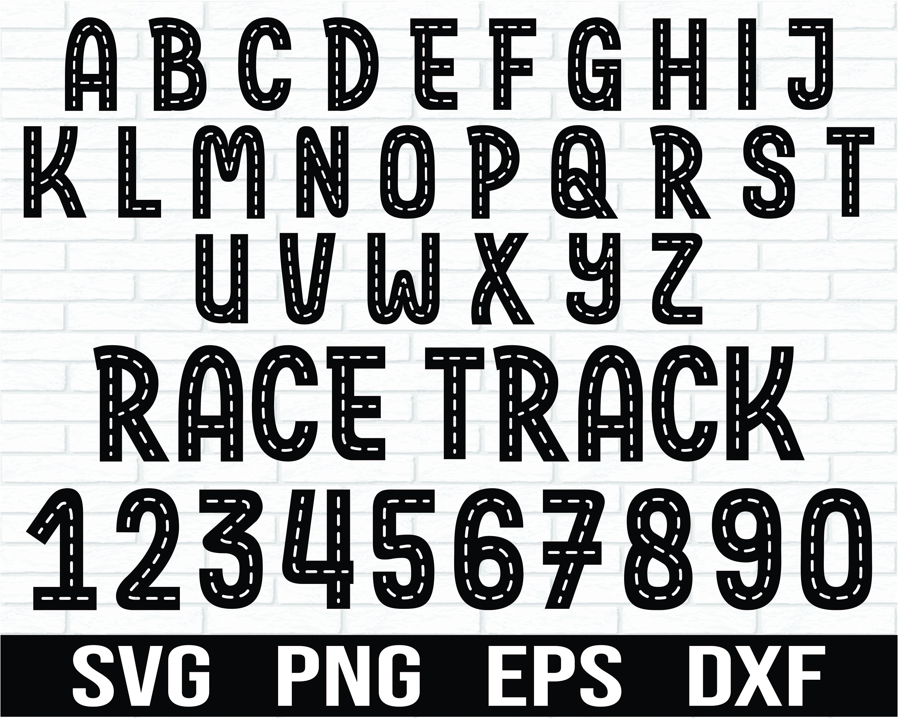 Race Track Alphabet and Numbers SVG, Road Bundle, Car Racing, Race Car ...