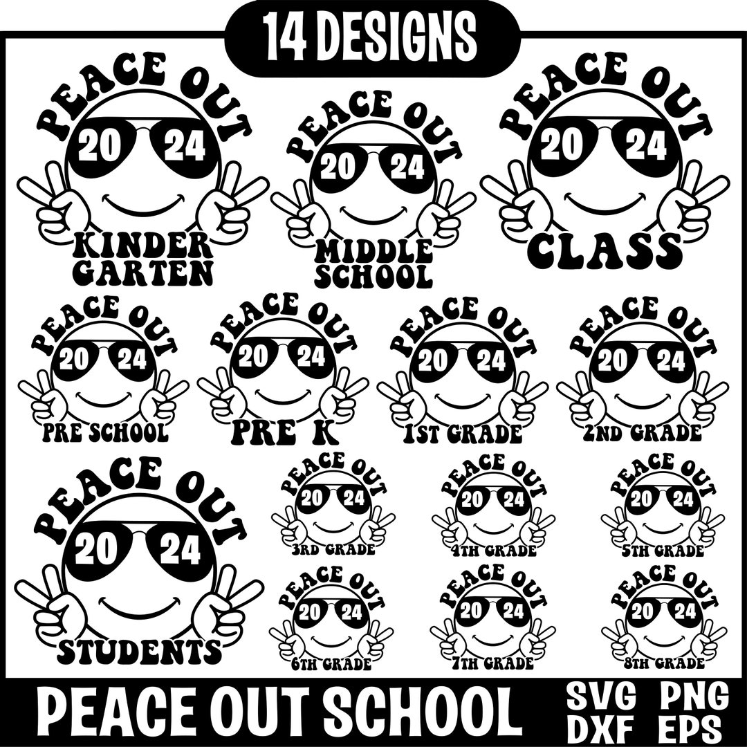 Peace Out School Svg Bundle, Retro Peace Out Svg, Summer Break Svg ...