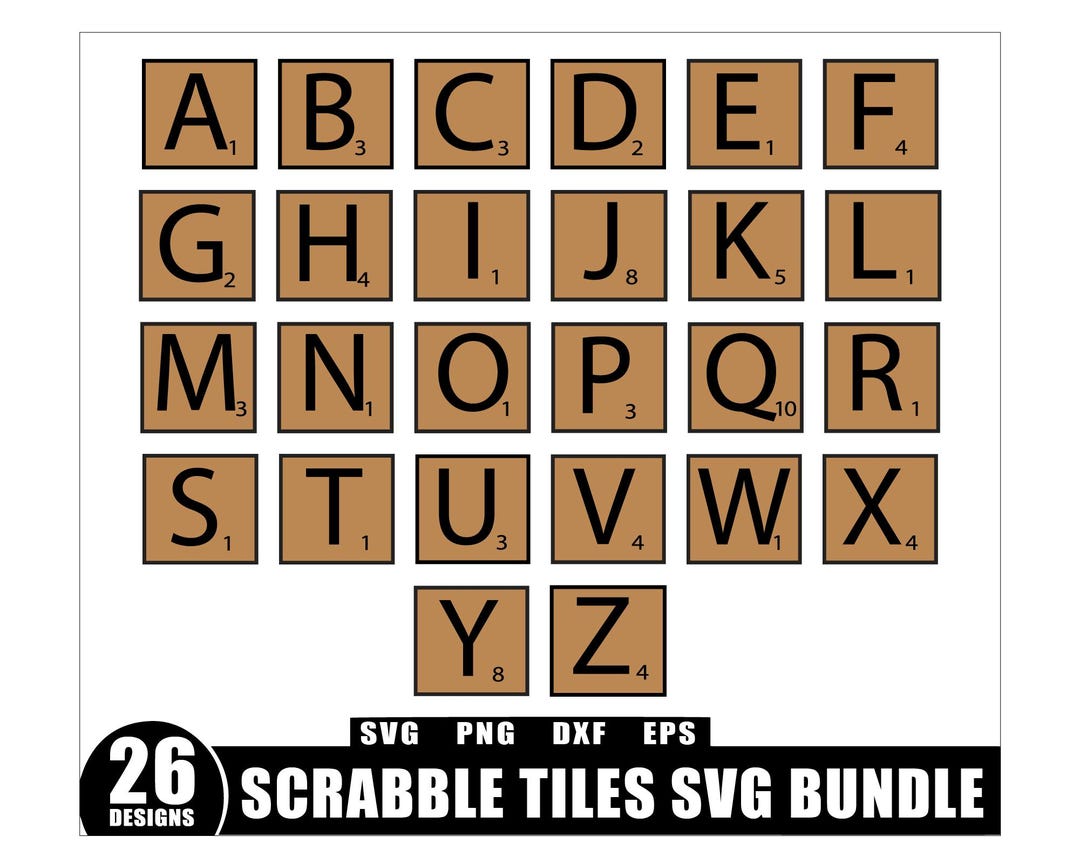 Scrabble Tiles Svg Bundle, Family Letters Sign, Scrabble Tile Font ...