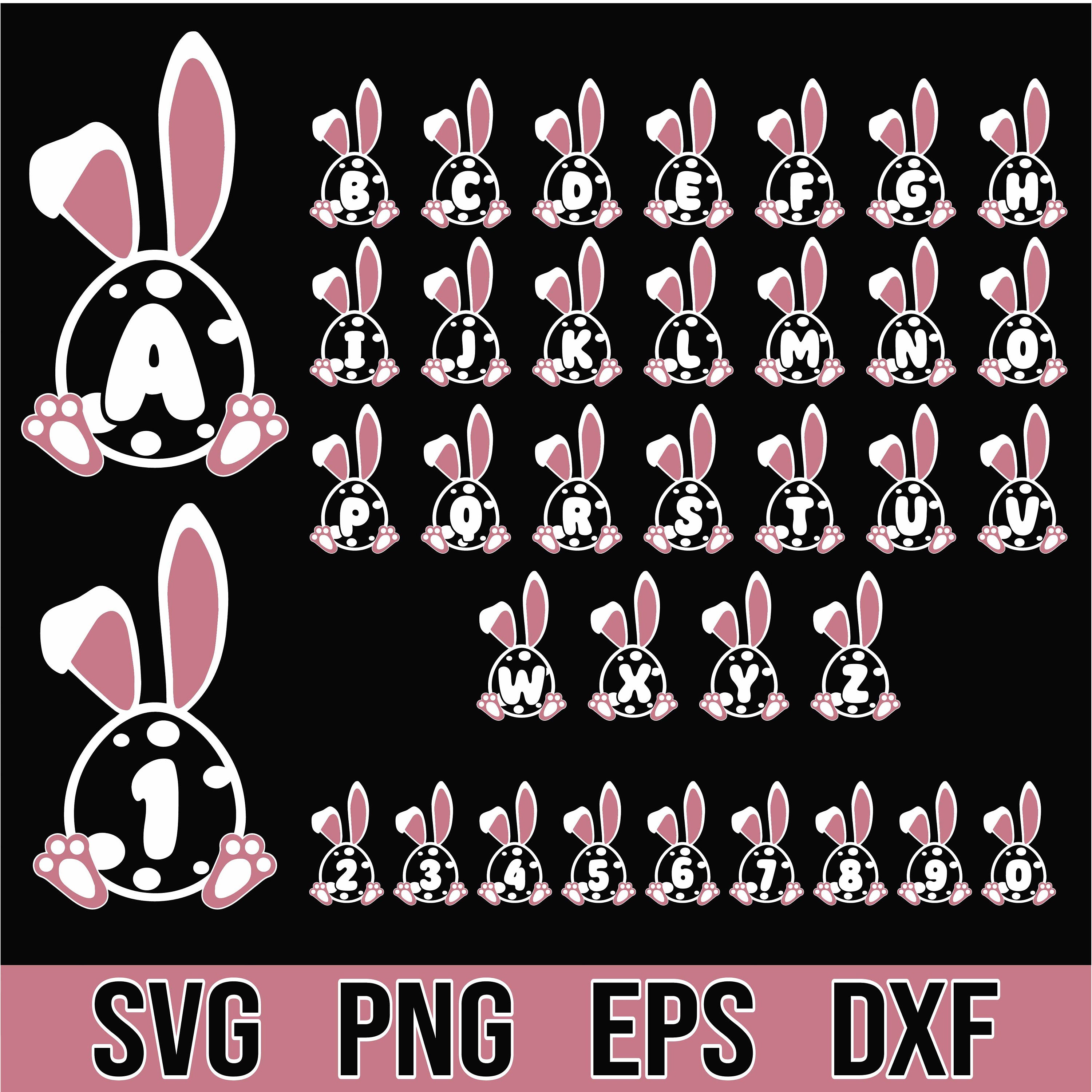 Easter Alphabet and Numbers Svg Bundle, A-Z Easter Bunny Svg Letters ...